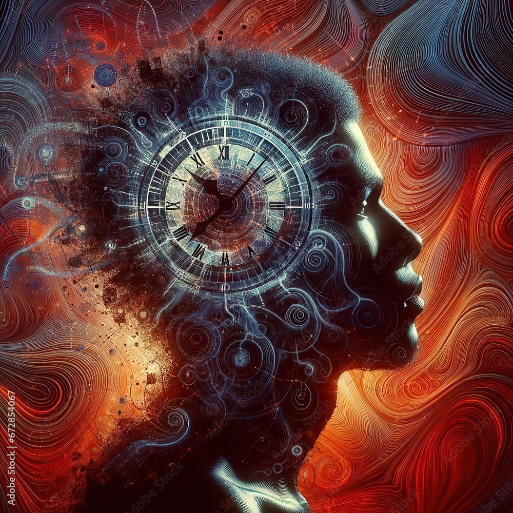 Abstract representation of a young African man with an internal ...