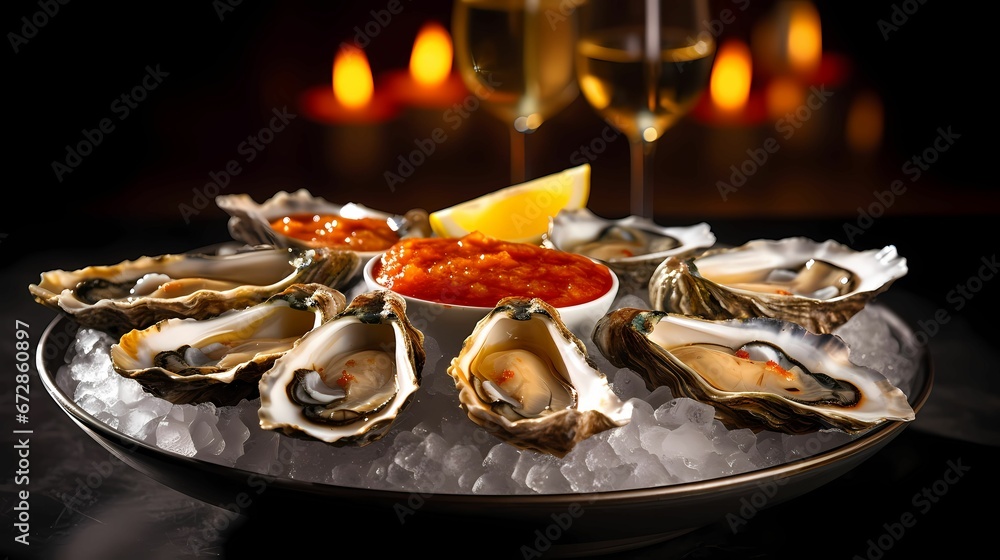 AI generated illustration of a platter of freshly shucked oysters ... AI generated illustration of a platter of freshly shucked oysters ...
