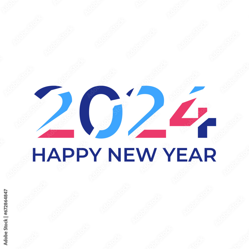 Happy new year 2024 design. With colorful truncated number ...