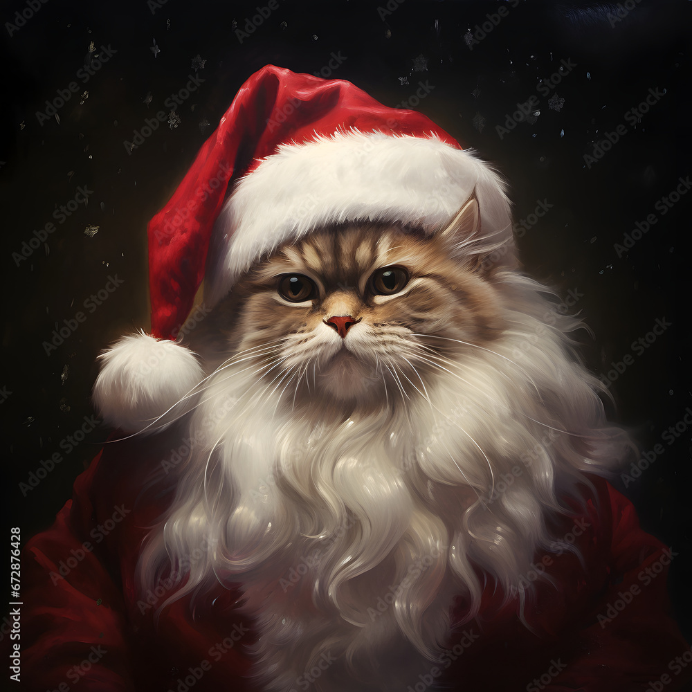 Santa Claus Cat Cute Kitten with Santa Claus Costume Christmas Season ...