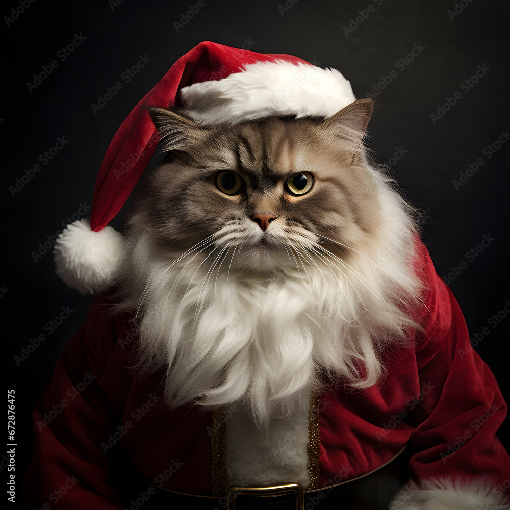 Santa Claus Cat Cute Kitten with Santa Claus Costume Christmas Season ...