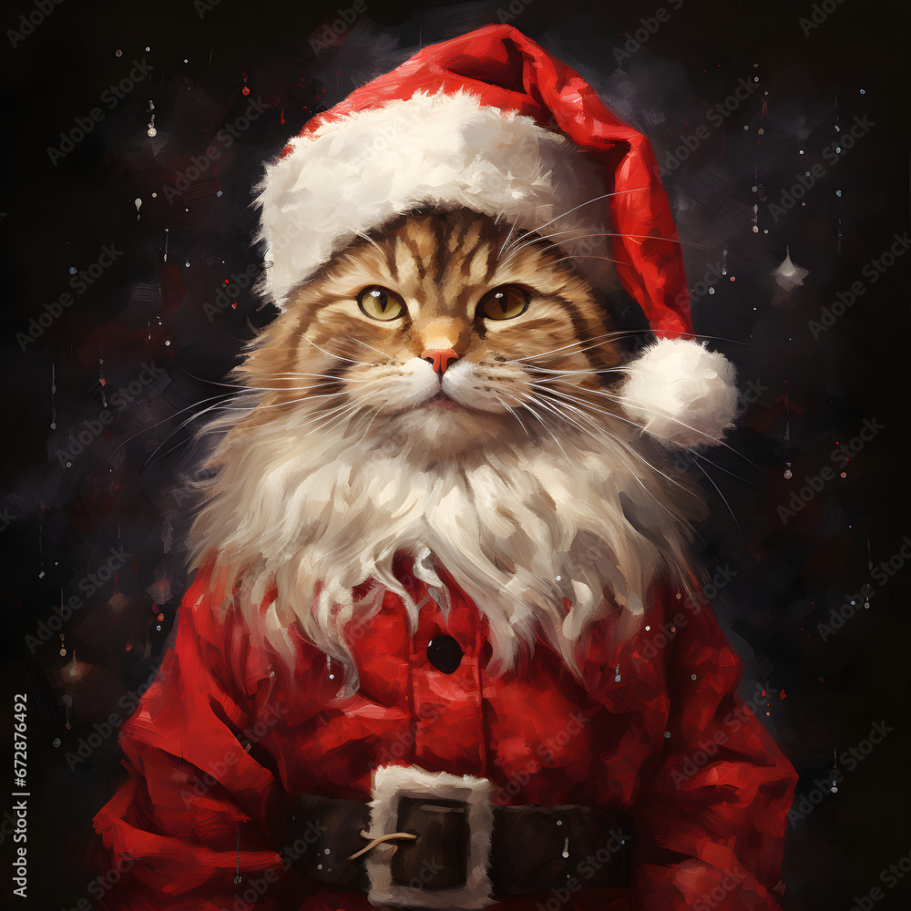 Santa Claus Cat Cute Kitten with Santa Claus Costume Christmas Season ...