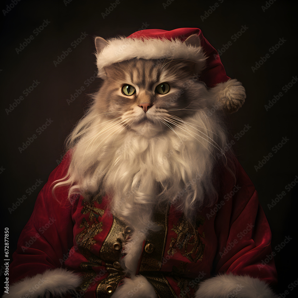 Santa Claus Cat Cute Kitten with Santa Claus Costume Christmas Season ...