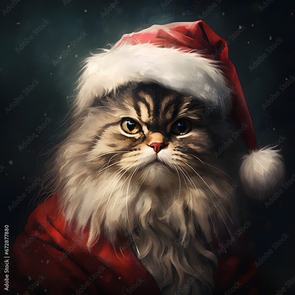 Santa Claus Cat Cute Kitten with Santa Claus Costume Christmas Season ...