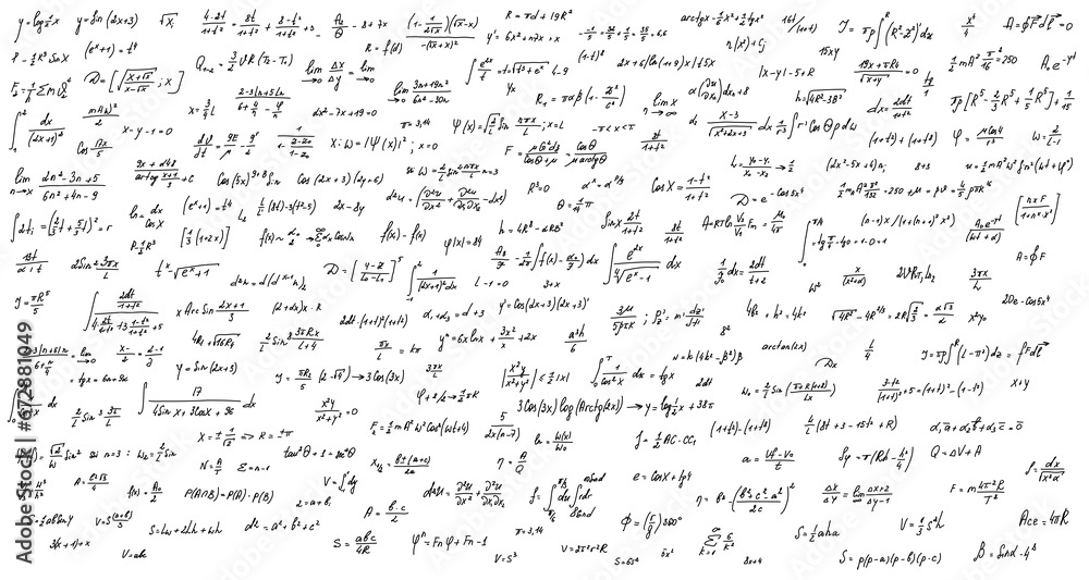 math handwritten formulas, calculations, algebra numbers, equations ...