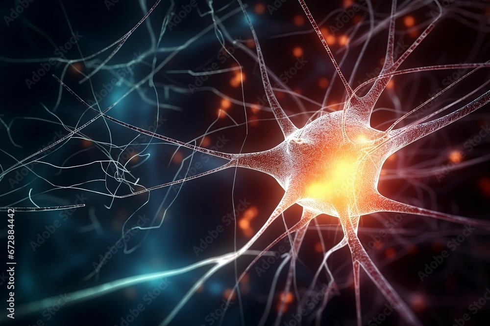 neuronn nerve is shown in color, ai generated Stock Illustration ...