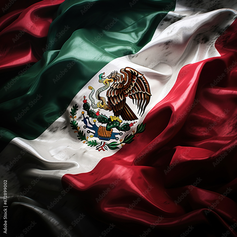 Flag Mexico symbol of the state Mexico silk flag waving and is folded ...