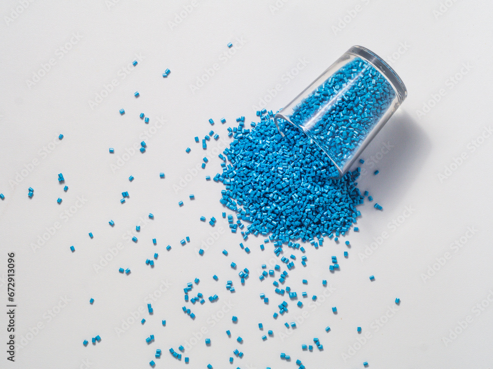 cold cut type blue pearlish masterbatch granules with glass cup in ...