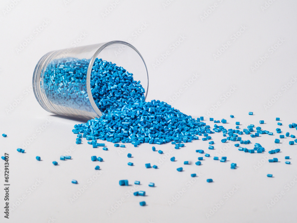 cold cut type blue pearlish masterbatch granules with glass cup in ...