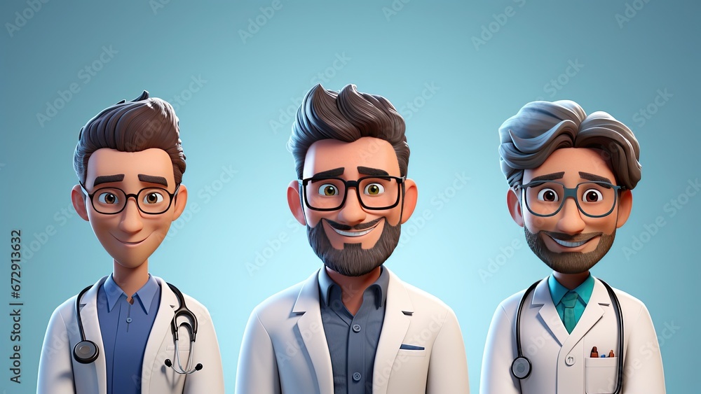 3D Doctor Avatars, Male and Female Hospital Smiling Staff Showcase ...