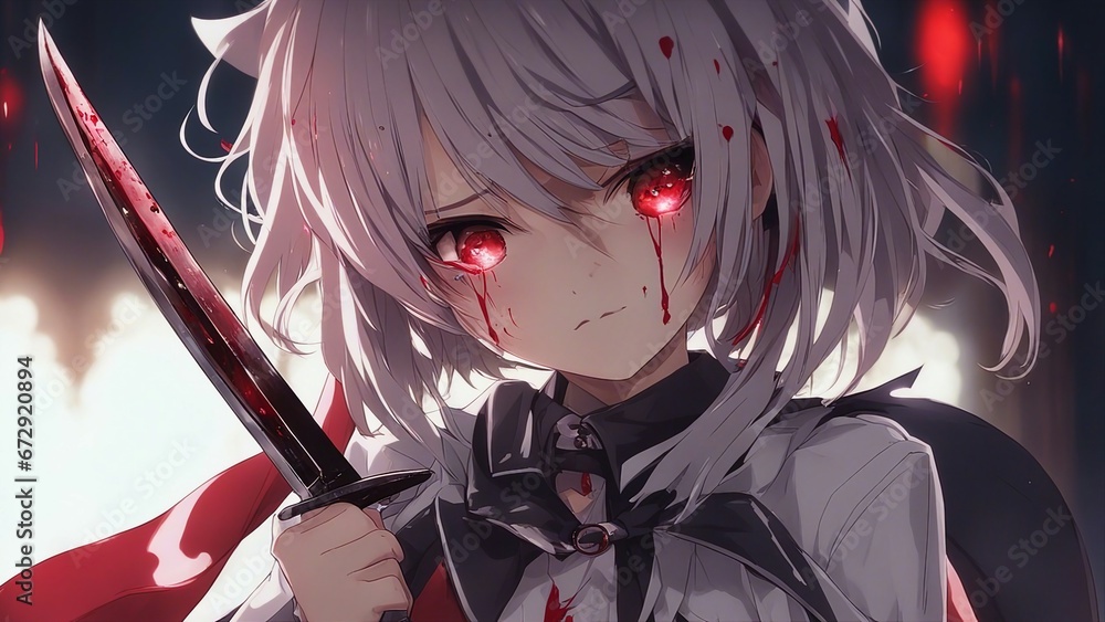 Anime Inspired Cartoon Anime A Psychotic Anime Schoolgirl With A