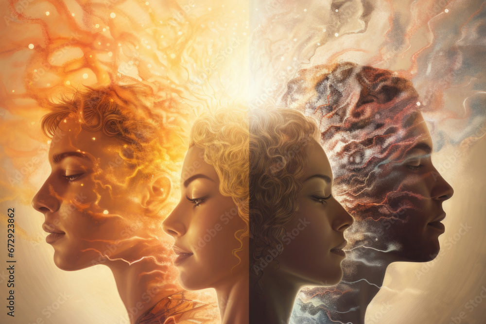 A multitude of faces with twinkling lights inside represent the ...