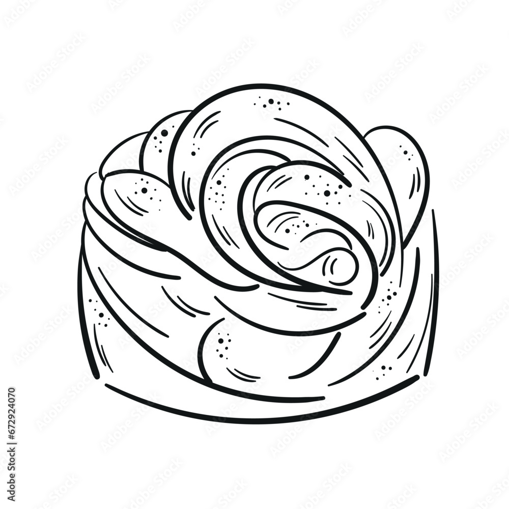 Cruffin or craffin kraffin line art sketch illustration. Outline vector ...