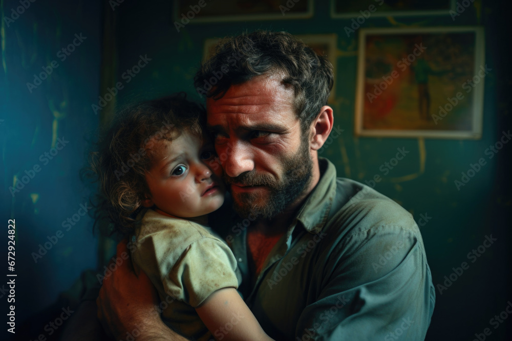 Heartwarming embrace: a powerful father and his child, their laughter ...