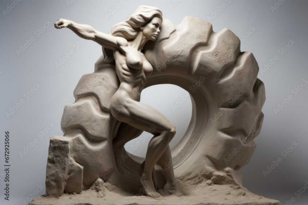 Sculpture Depicting A Strong Assertive Woman Embodying The Spirit Of
