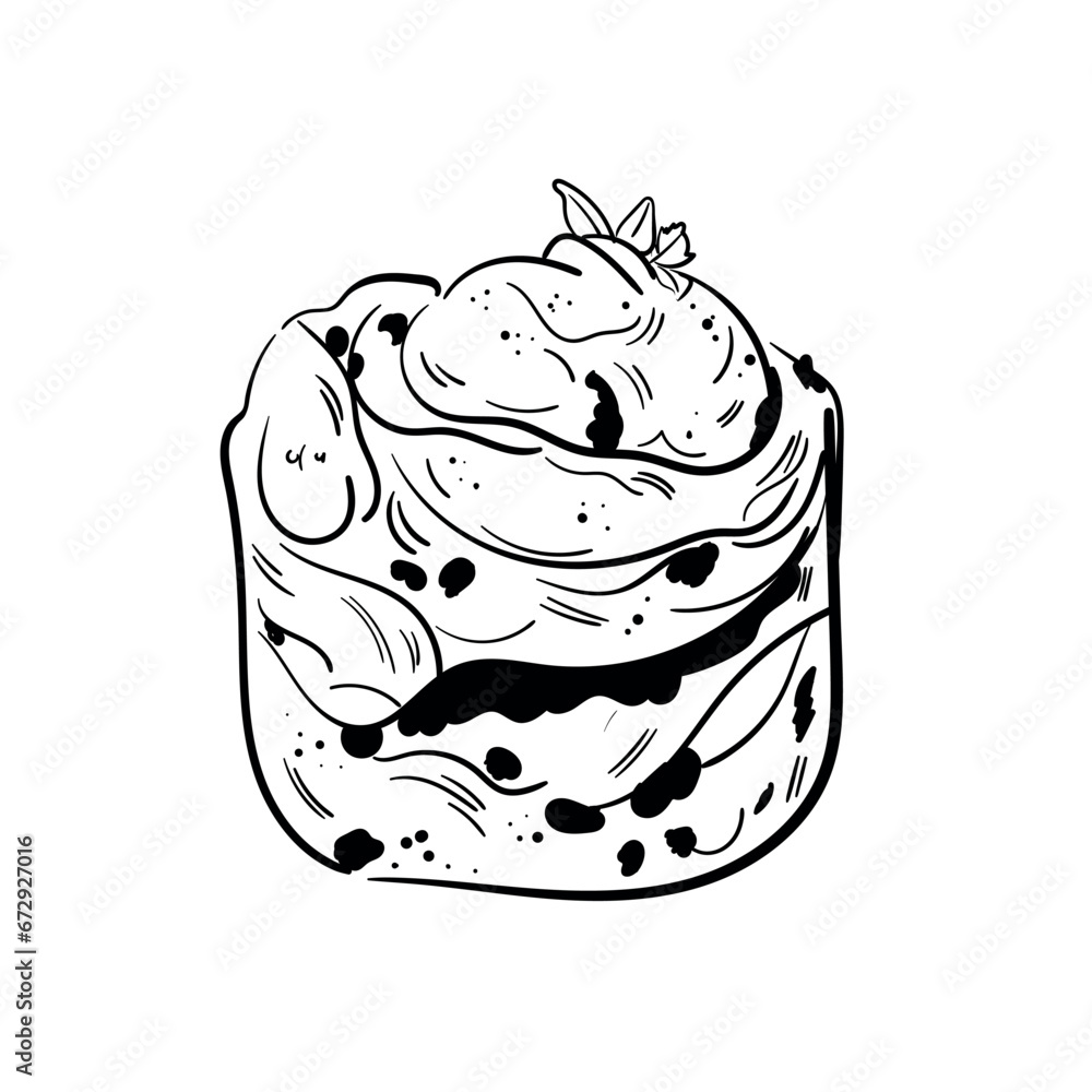 Cruffin or craffin kraffin line art sketch illustration. Outline vector ...