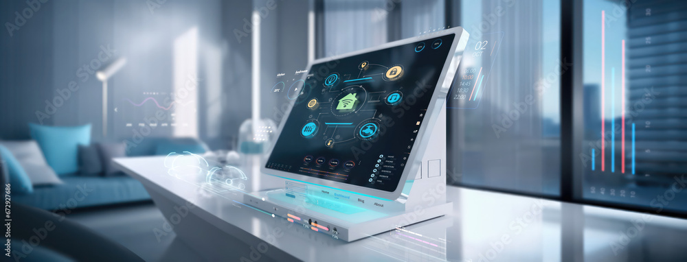Smart home screen controller dashboard with online connection and ...