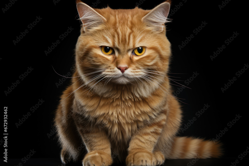 An irritated ginger cat, full of humorous expressions, stands alone on ...