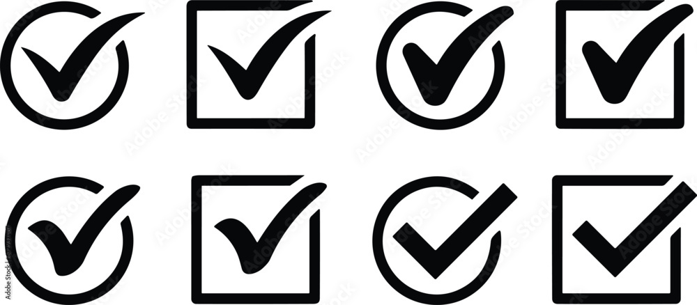 Check mark icons set. Check marks symbol collection. Simple check mark ...