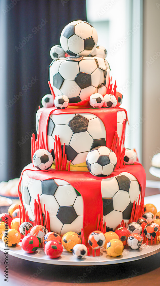 Football cake. Cake for a football player, fans. Original design for ...