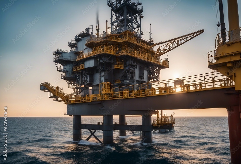 Offshore oil and gas wellhead remote platform which produced raw ...