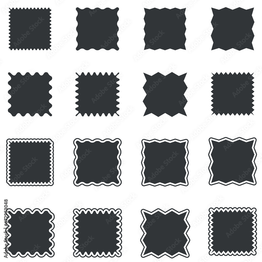 Big set of vector squares, squares stickers icons with and without ...