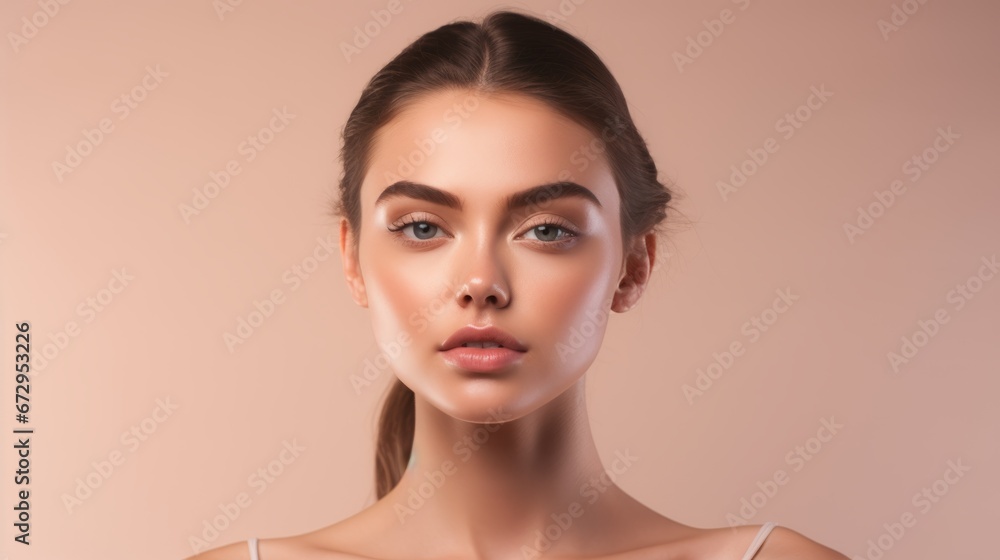 portrait of a Beautiful spa model lady with perfect fresh clean skin ...