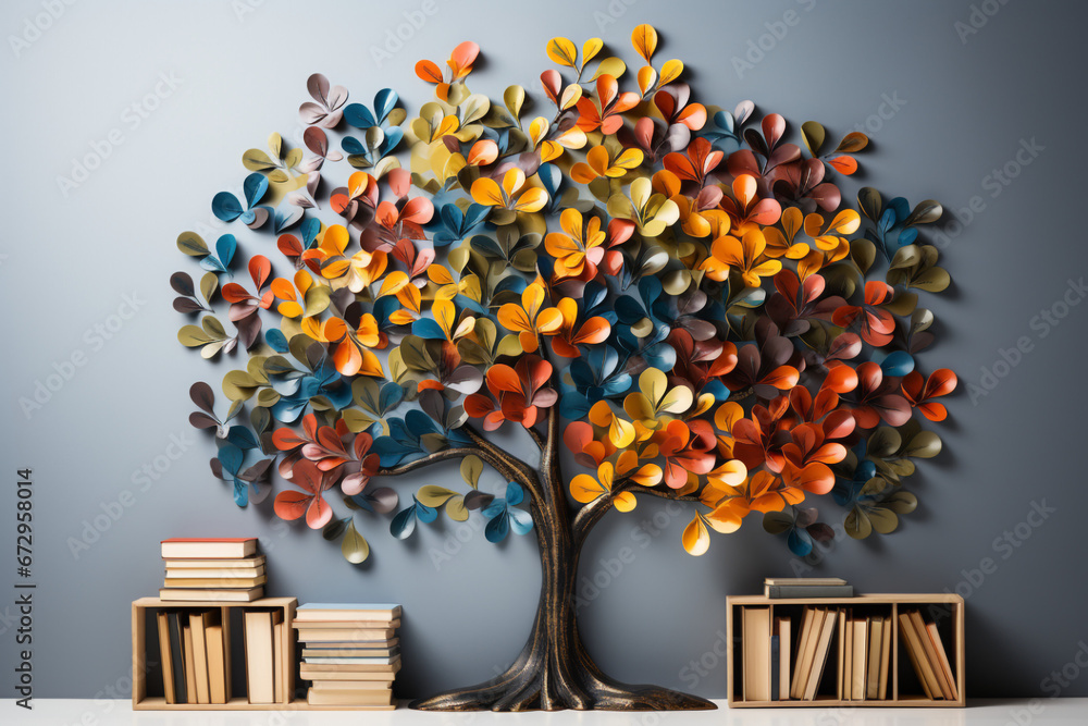 International literacy day concept with tree with books like leaves ...