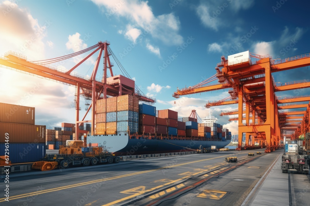 Export import of food transportation, logistics, delivery of cargo ...