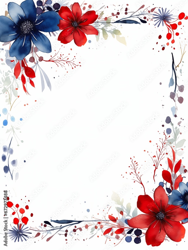 red white blue flower border template confidential documents background ...