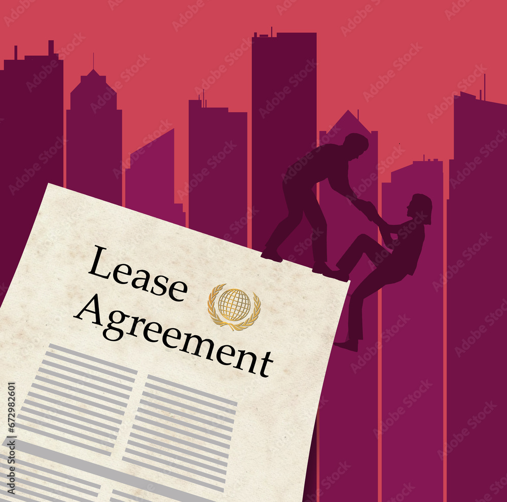 A lease agreement for renting a downtown apartment is seen in front of ...