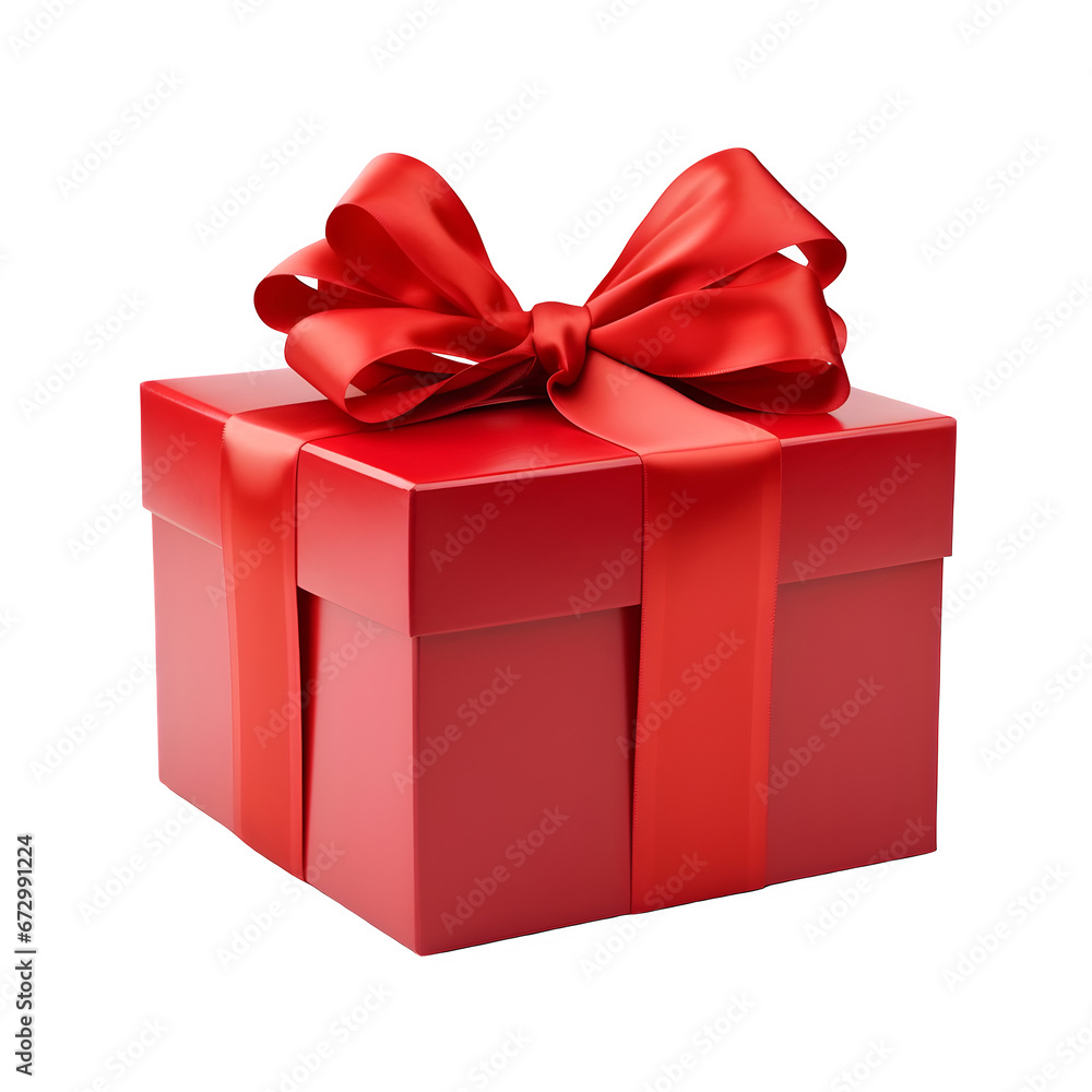 Red gift box isolated on transparent background Stock Illustration ...