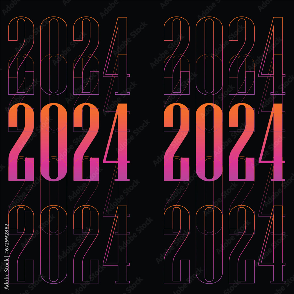 2024 text with modern colors suitable for banners, posters and social ...