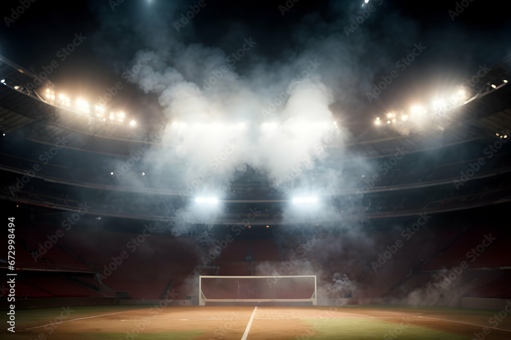 Stadium lights and spotlights. Night soccer stadium with floodlights ...