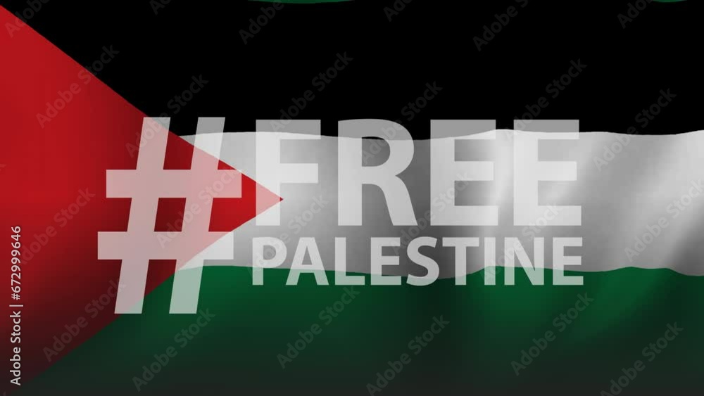 The Palestinian flag flies with the theme of Free Palestine support ...