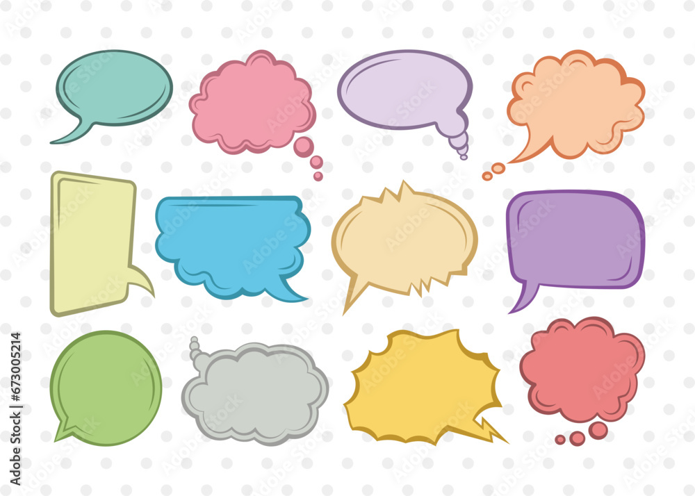 Speech Bubbles Clipart SVG Cut File | Talk Bubble Svg | Text Bubble Svg ...