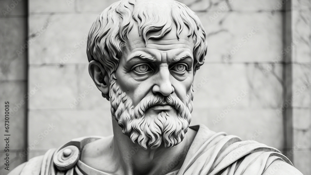 Aristotle bust sculpture, the Greek philosopher. Illustration of the ...