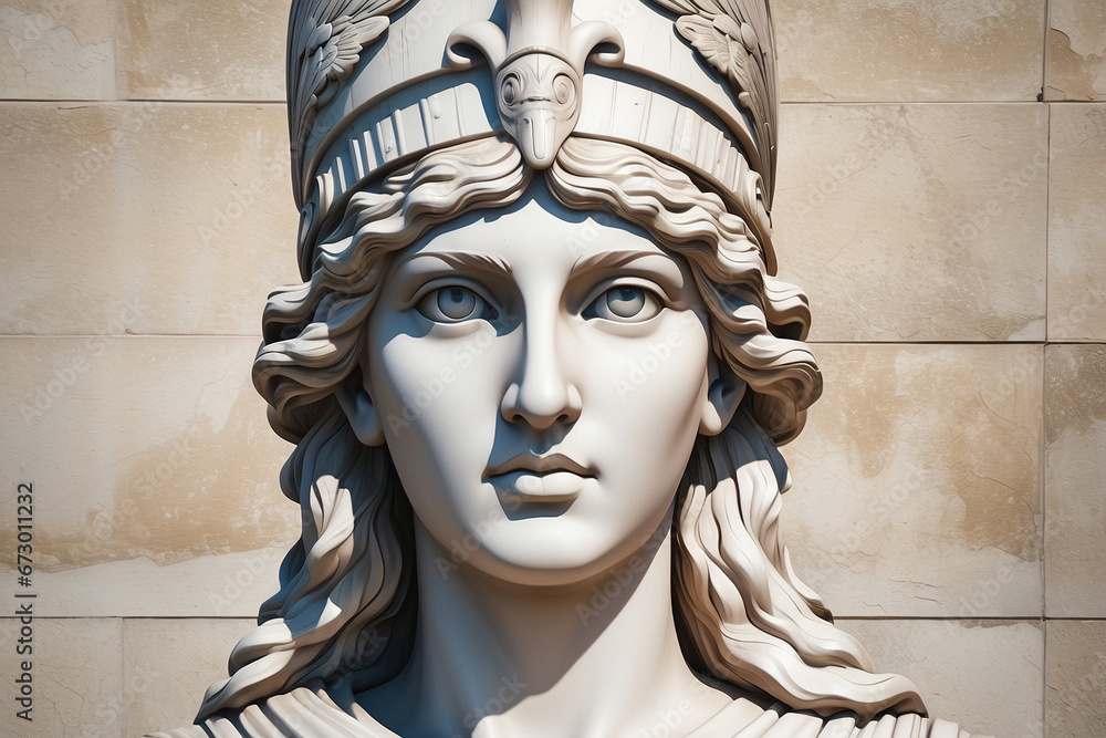 Illustration of a Renaissance marble statue of Athena. She is the ...