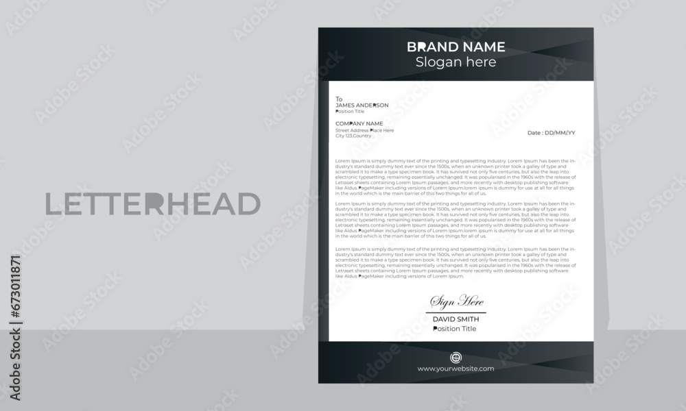 Professional letterhead template design for business project.Official ...
