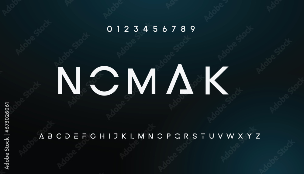 Vetor de Technical font, digital bright alphabet, trendy modern ...