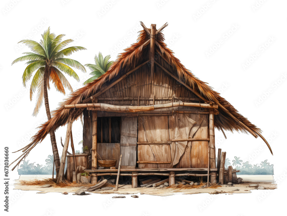 Traditional Filipino Nipa Hut Isolated on Transparent or White ...