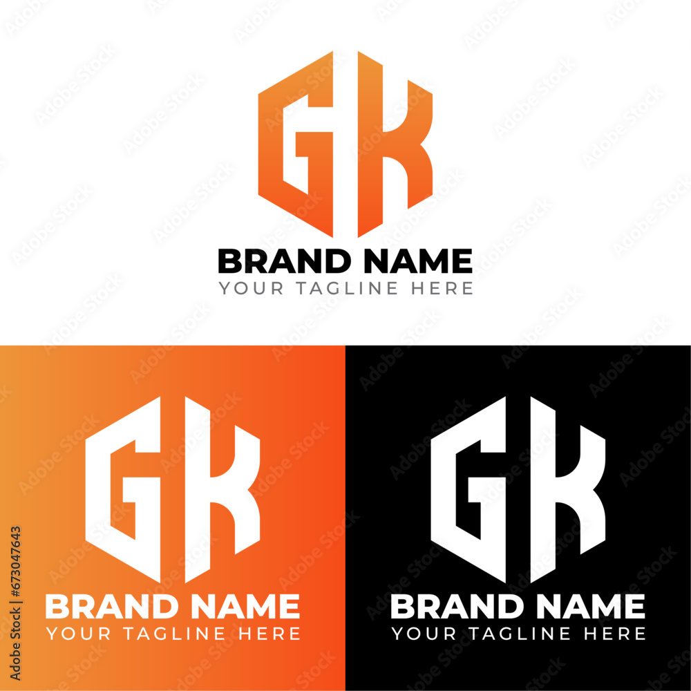 G K Double Letters Polygon Logo, Two letters G K logo design ...