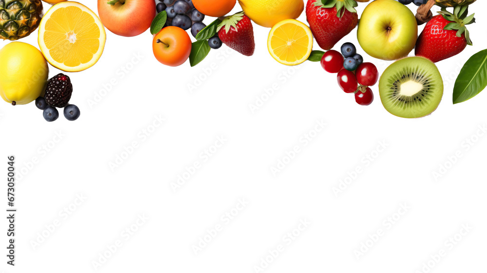 mix fruits frame isolated on transparent background cutout Stock ...