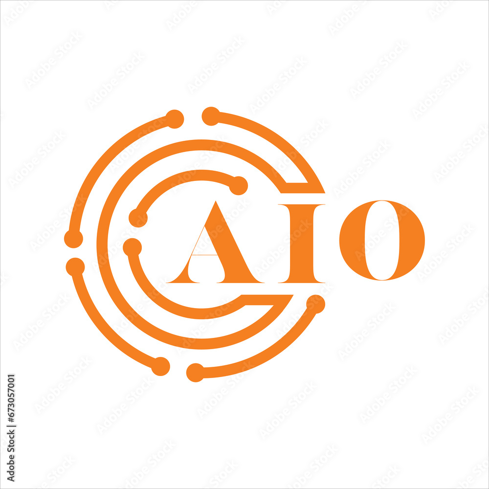 AIO letter design.AIO letter technology logo design on white background ...