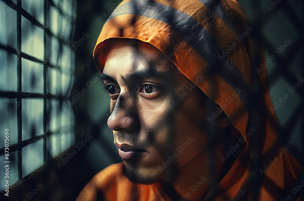 Prisoner cage prison looking shot. Arrest convict person behind lock ...