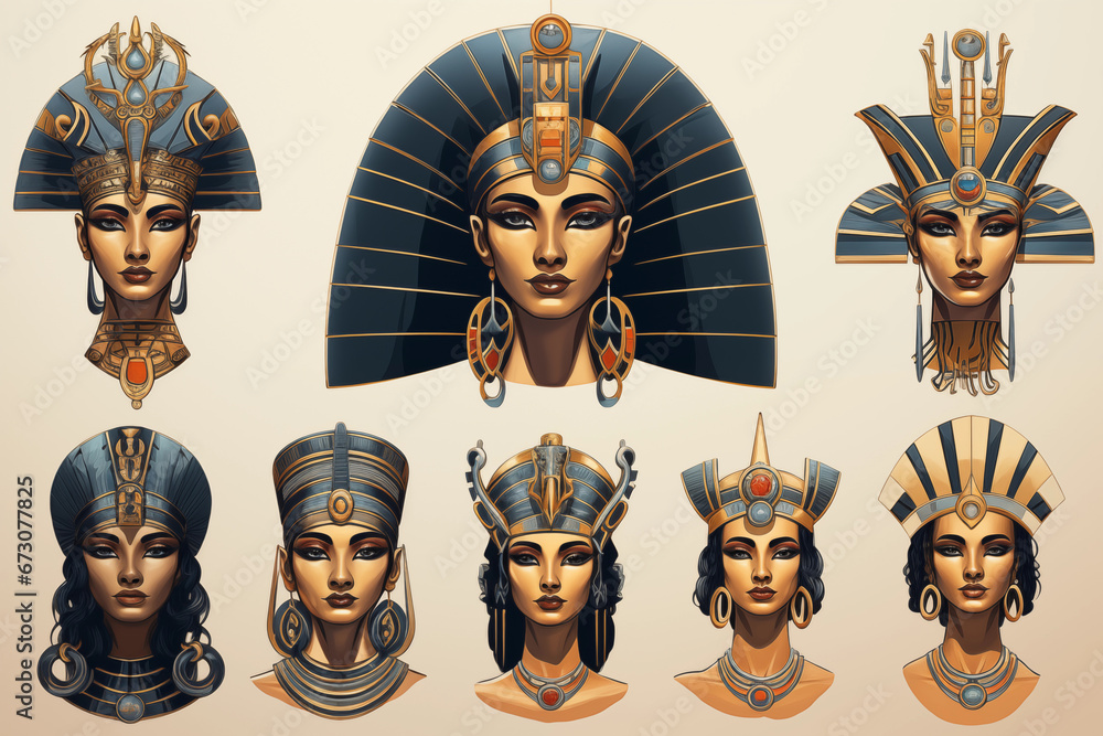 vintage-style poster of the diverse headdresses and crowns worn by ...
