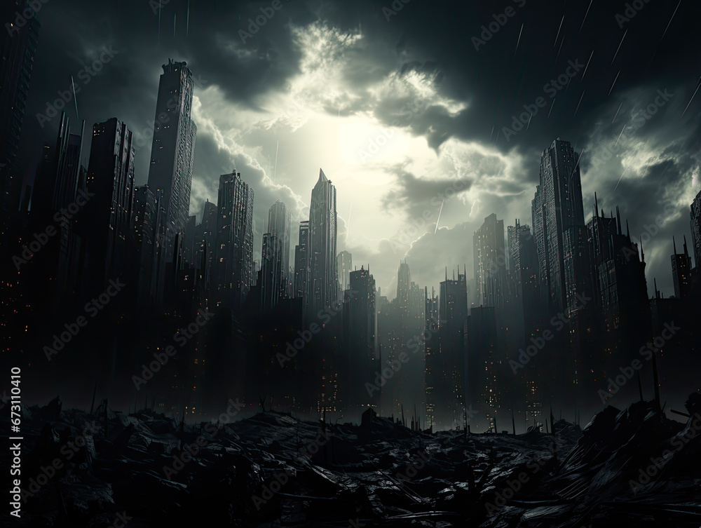 Good light enhances the rendering effect of high-rise buildings in a ...