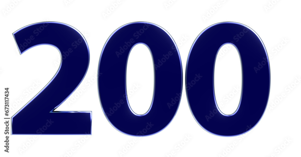 200 plakative blaue metallische 3D-Zahl, zweihundert, Euro, Dollar ...