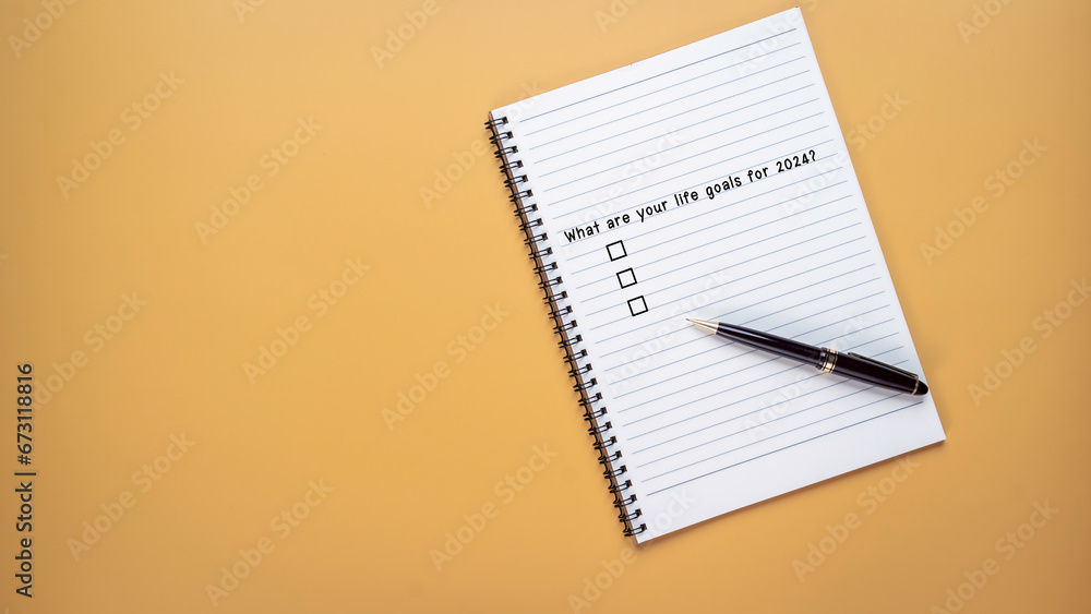 the beginning new year, write a note in 2024, an inspiring and goals ...