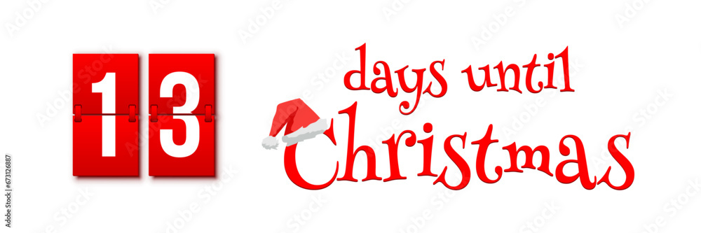 Countdown of days until Christmas, advent calendar with flip numbers ...